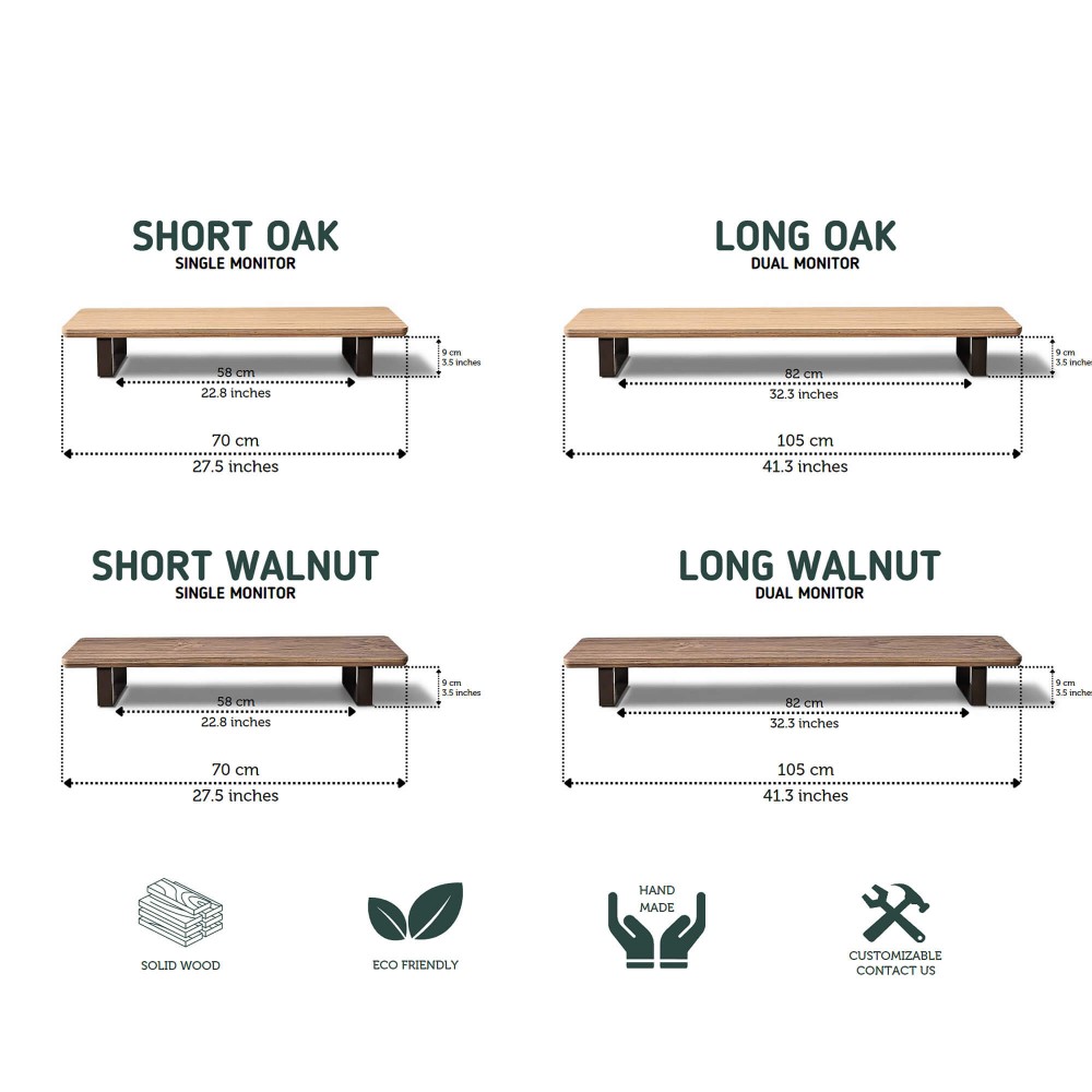 Stojan na monitor na stôl alebo policu Bewood - Orech - Dlhý :: DECENTA